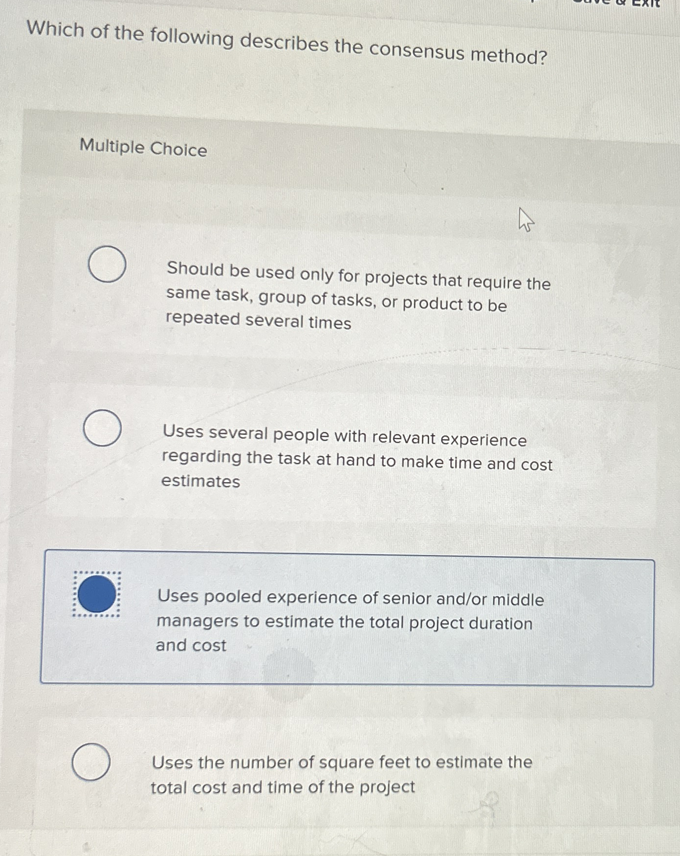 Solved Which of the following describes the consensus | Chegg.com