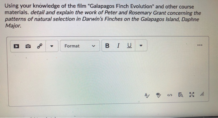 Solved Using your knowledge of the film "Galapagos Finch | Chegg.com