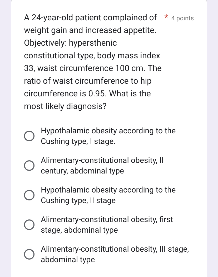 Solved A 24-year-old patient complained ofweight gain and | Chegg.com