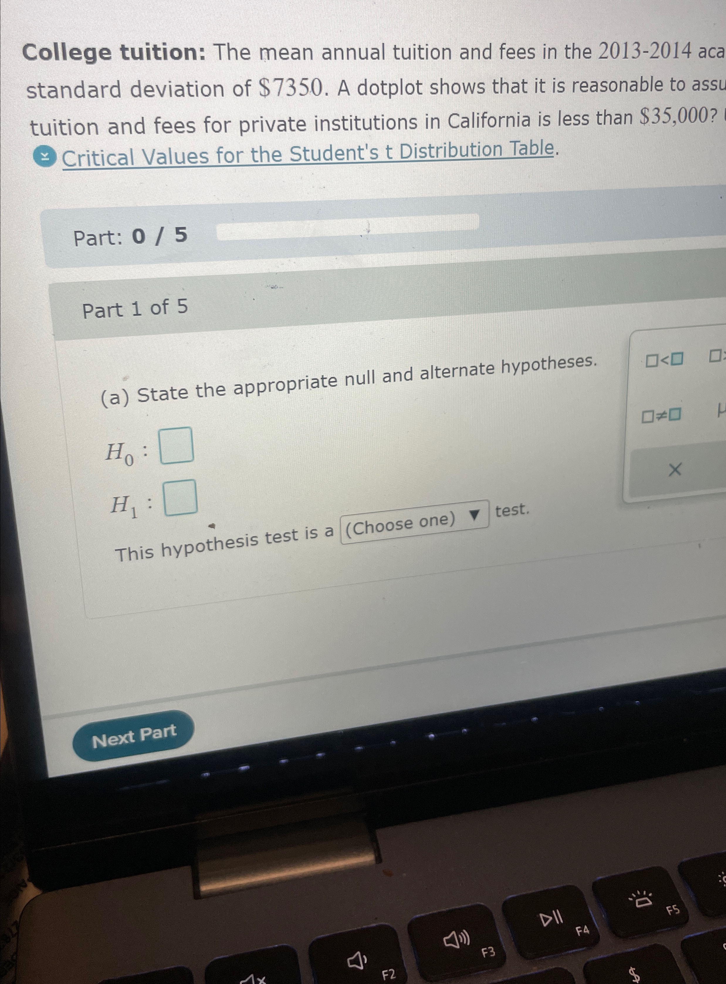 College tuition: The mean annual tuition and fees in | Chegg.com