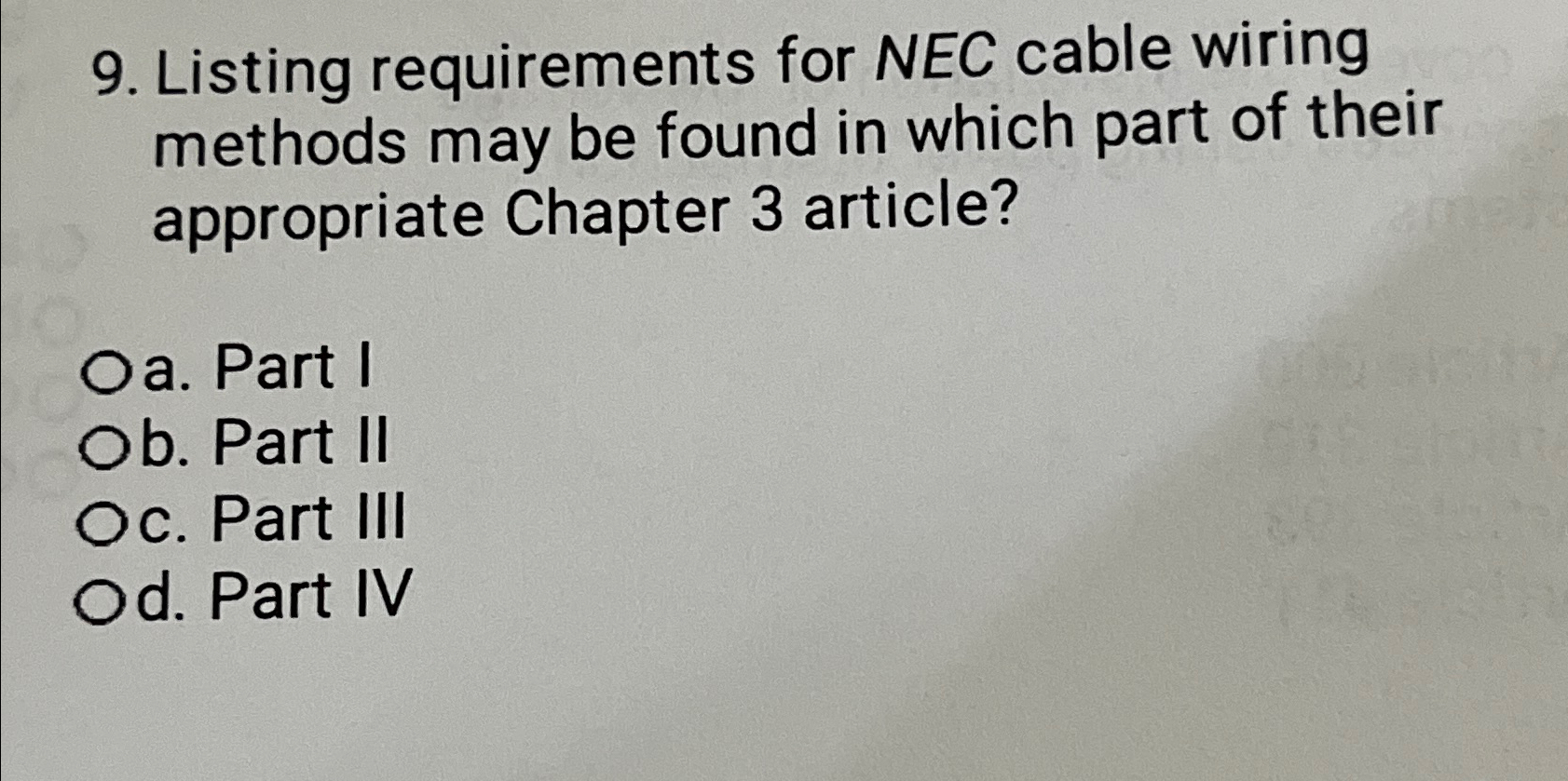 Solved Listing requirements for NEC cable wiring methods may | Chegg.com