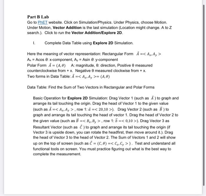 Solved Part B Lab Go to PhET website. Click on | Chegg.com