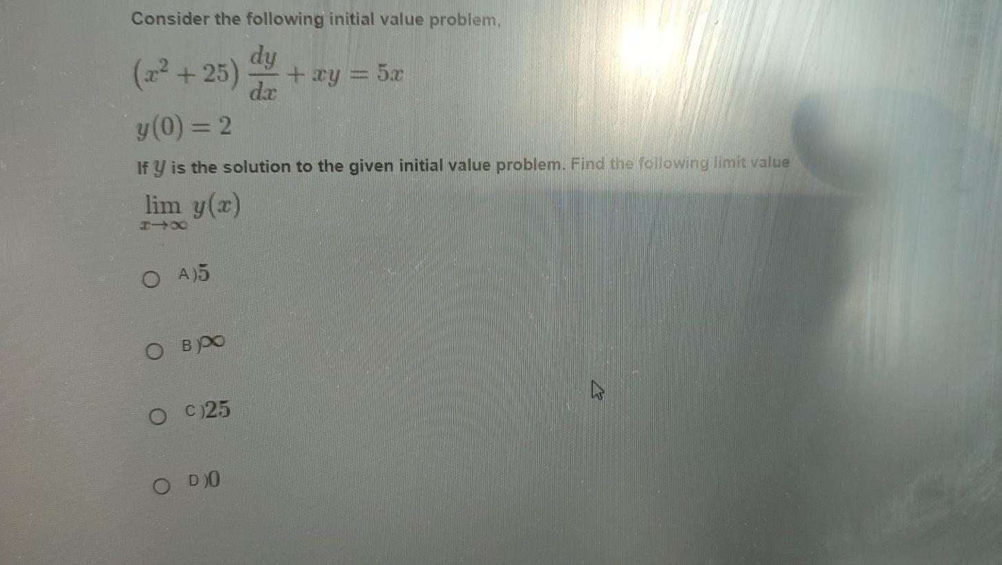 Solved Consider the following initial value problem, dy (x2 | Chegg.com