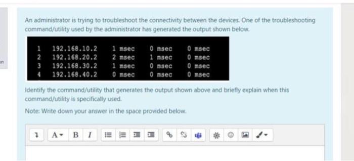 Solved An administrator is trying to troubleshoot the | Chegg.com