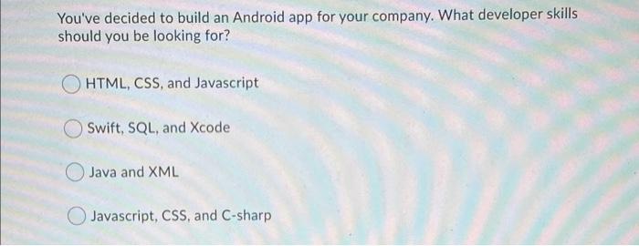 Solved You've decided to build an Android app for your | Chegg.com