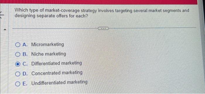 Solved Which type of market-coverage strategy involves | Chegg.com