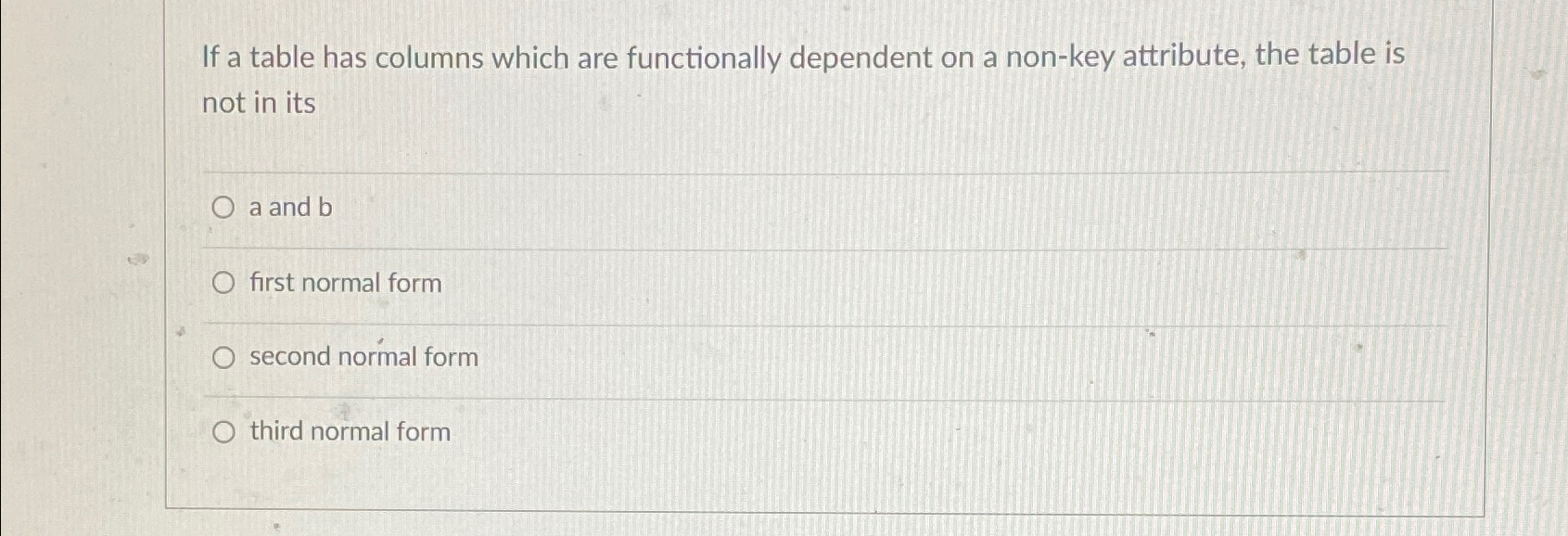 Solved If a table has columns which are functionally | Chegg.com