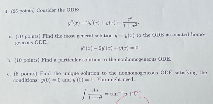 Solved 4 25 Points Consider The Ode