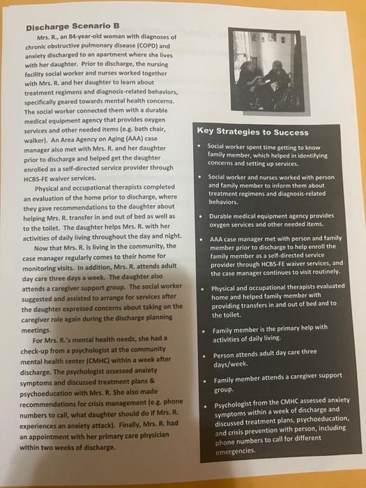 Solved Discharge Scenario B Mrs. A., an 84-year-old woman | Chegg.com