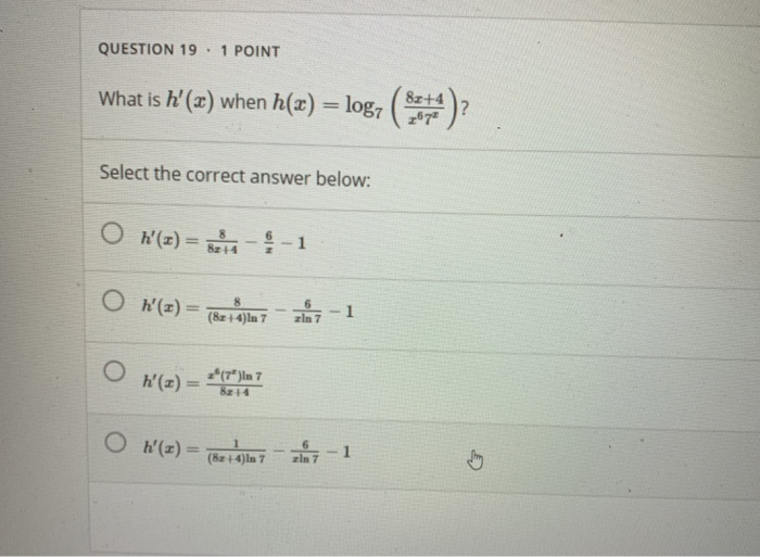 Solved What Is H x When H x Log7 8x 4 X 6 7 x Chegg solved-what-is-h-x-when-h-x-log7-8x-4-x-6-7-x-chegg