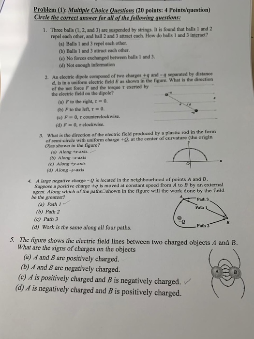 Solved Problem (1): Multiple Choice Questions (20 points: 4 | Chegg.com