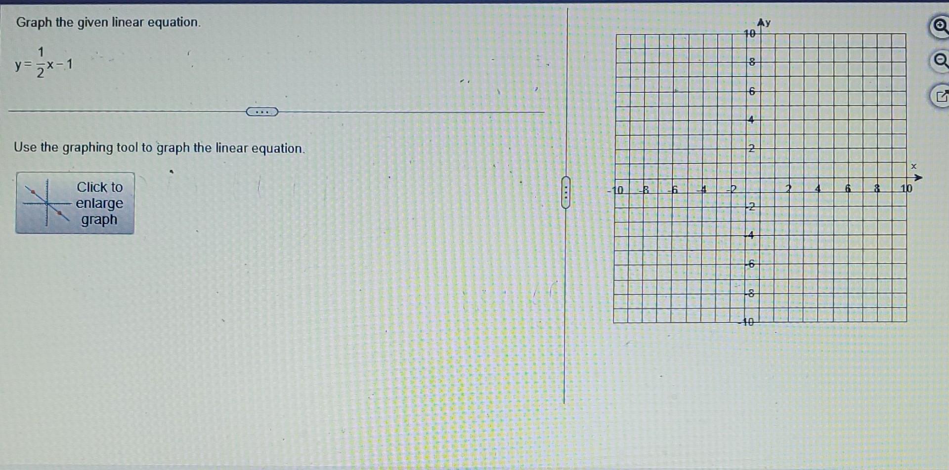 Solved Graph the given linear equation. y=21x−1 Use the | Chegg.com