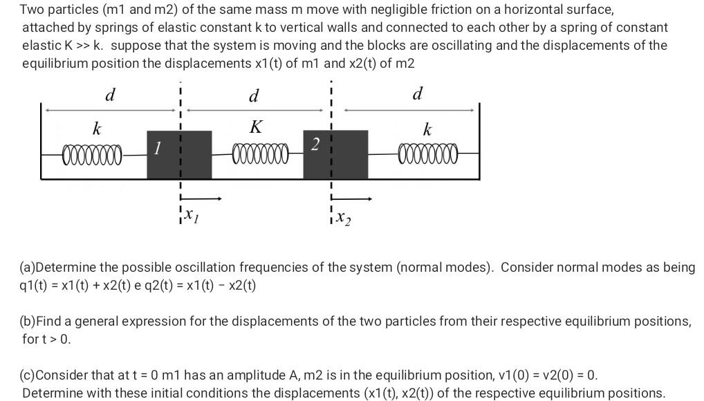 Solved Two particles ( m1 and m2 ) of the same mass m move | Chegg.com