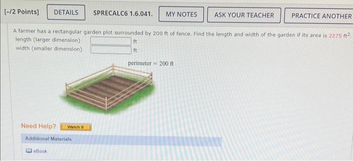 Solved A farmer has a rectangular garden plot surrounded by | Chegg.com