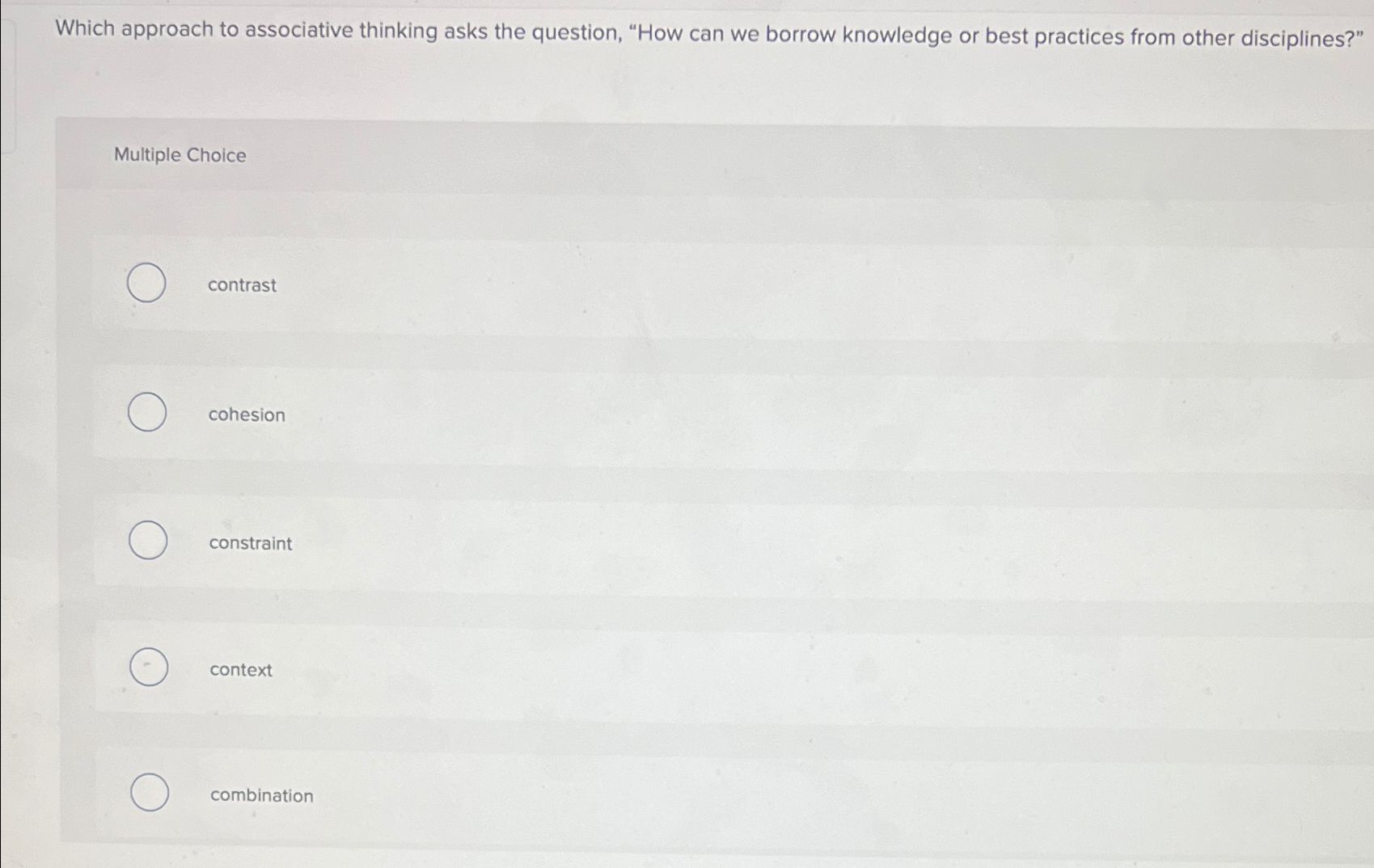 Solved Which approach to associative thinking asks the | Chegg.com