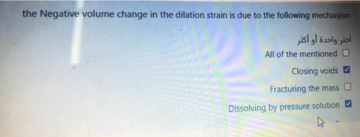 Solved the Negative volume change in the dilation strain is | Chegg.com