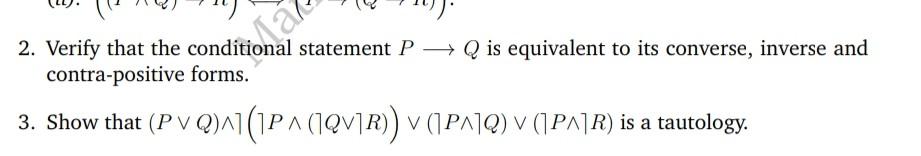 Solved 2. Verify that the conditional statement P Q is | Chegg.com