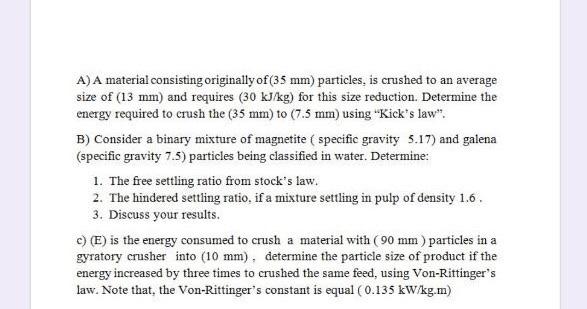 Solved A) A material consisting originally of (35 mm) | Chegg.com