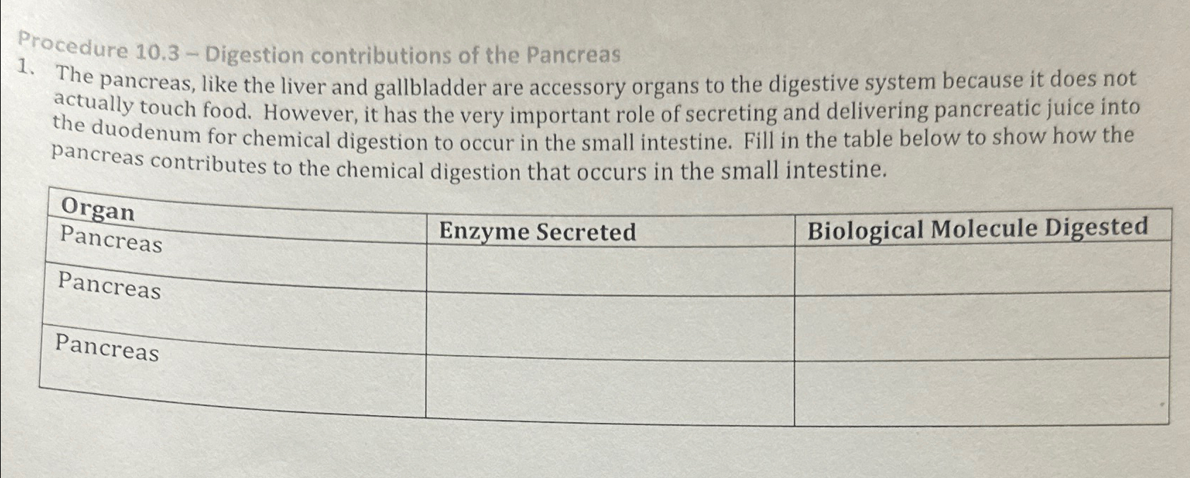 Solved Procedure 10.3-Digestion contributions of the | Chegg.com