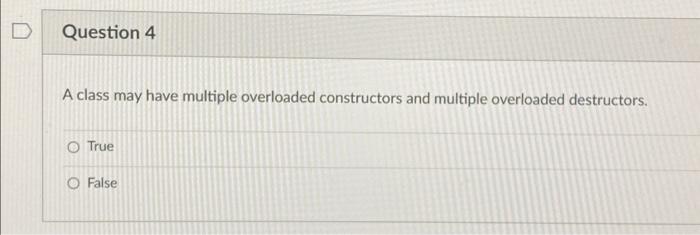 Solved A class may have multiple overloaded constructors and | Chegg.com
