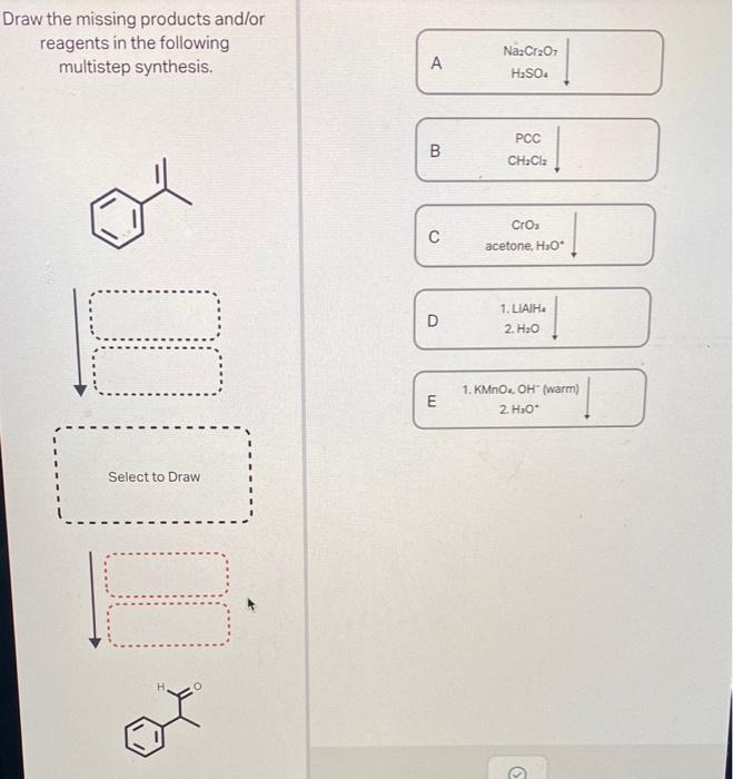 Solved Draw the missing products and/or reagents on the | Chegg.com