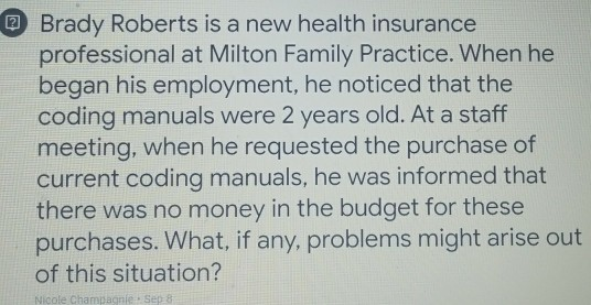 Solved @ Brady Roberts is a new health insurance | Chegg.com