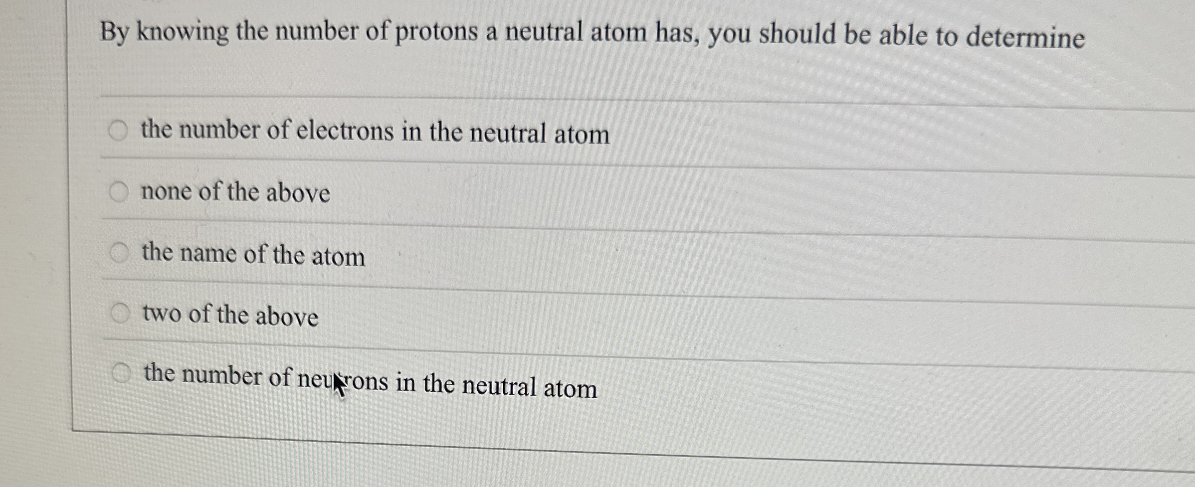 By knowing the number of protons a neutral atom has, | Chegg.com