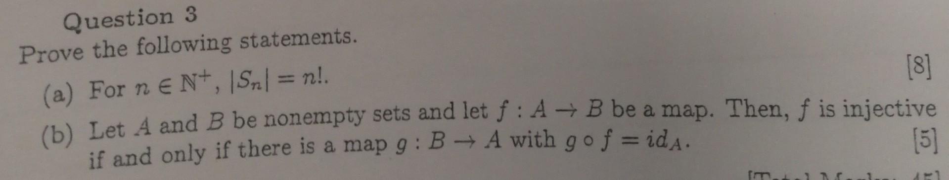 Solved Question 3 Prove the following statements. (a) For | Chegg.com