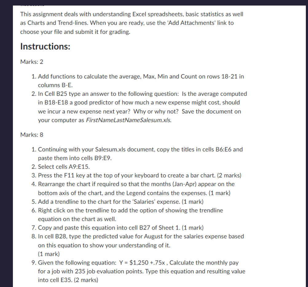 Solved This assignment deals with understanding Excel | Chegg.com