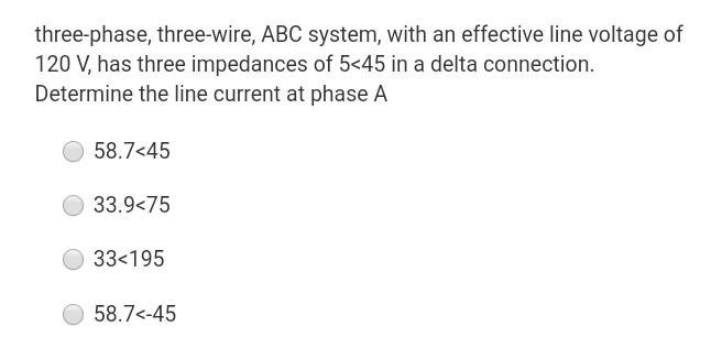 Solved three-phase, three-wire, ABC system, with an | Chegg.com