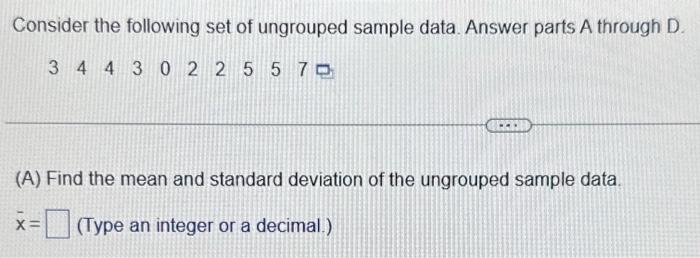 Solved Consider the following set of ungrouped sample data. | Chegg.com