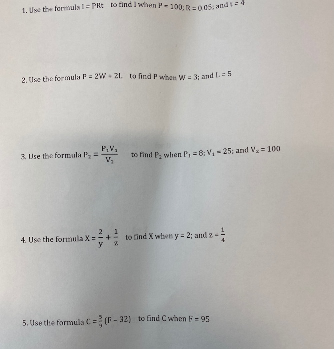 Solved 1. Use the formula 1 = PRt to find I when P = 100; R | Chegg.com