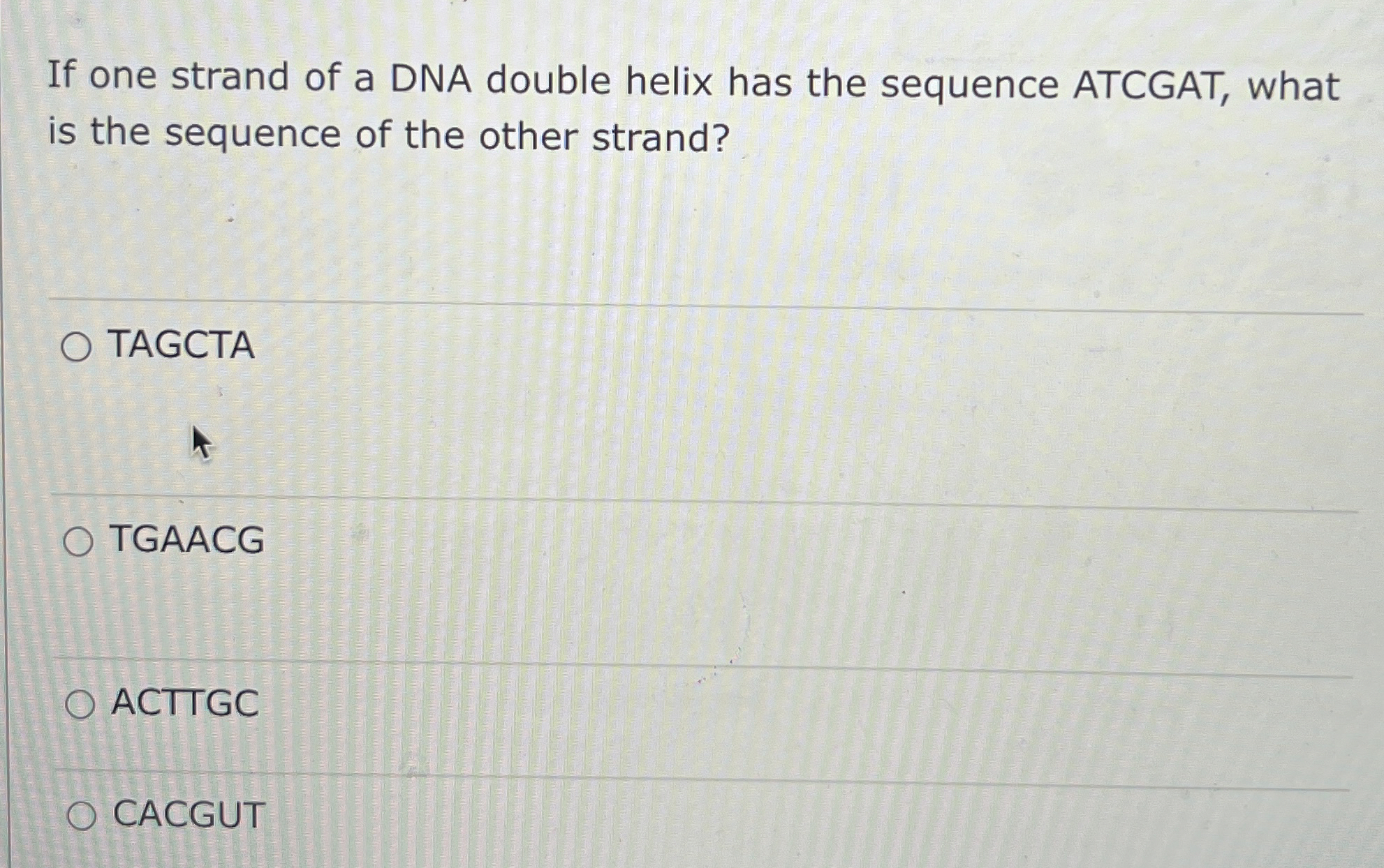 Solved If one strand of a DNA double helix has the sequence | Chegg.com