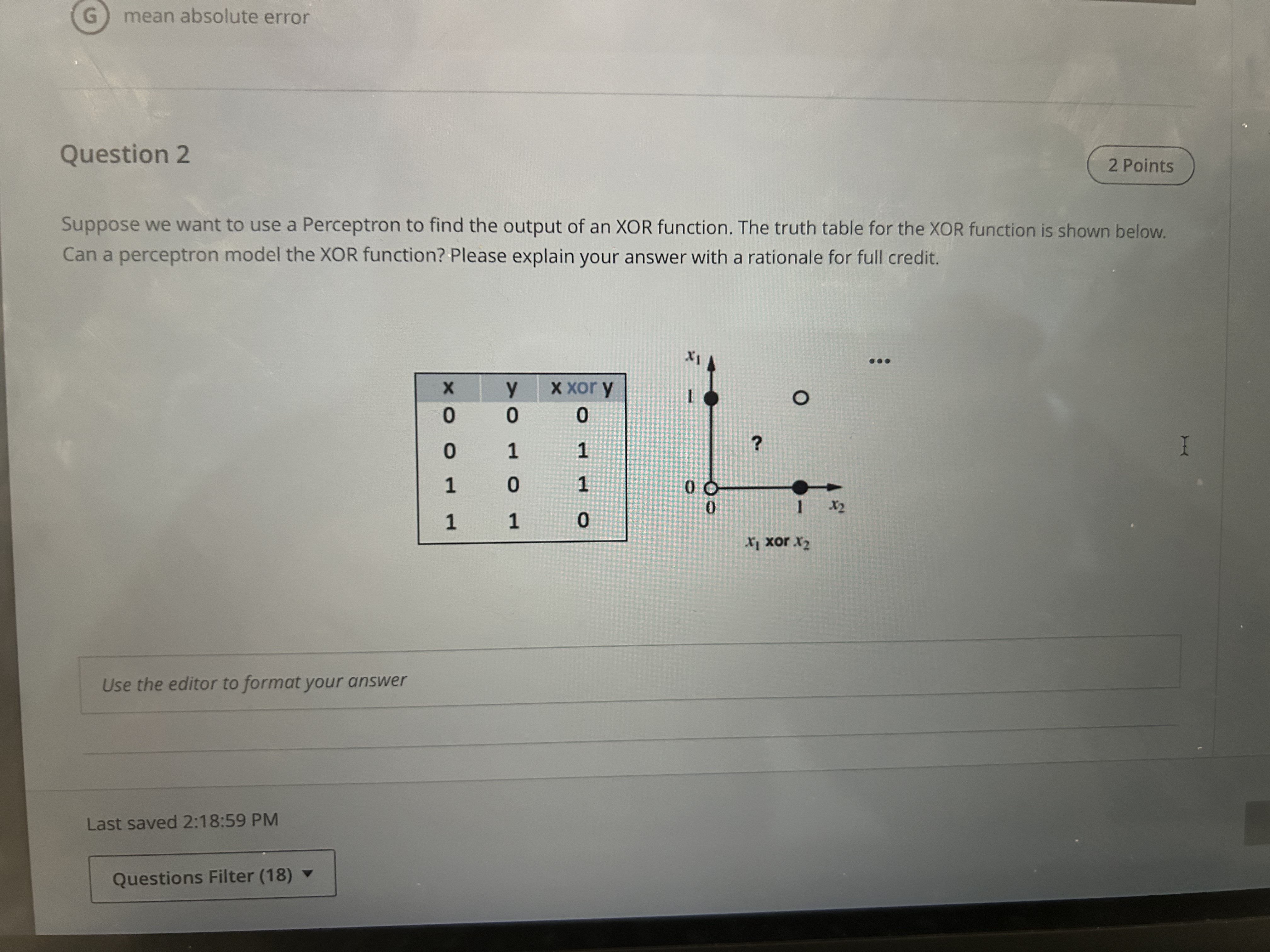 Solved Question 2Suppose we want to use a Perceptron to find | Chegg.com