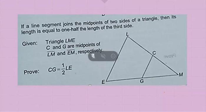 Solved If a line segment joins the midpoints of two sides of | Chegg.com