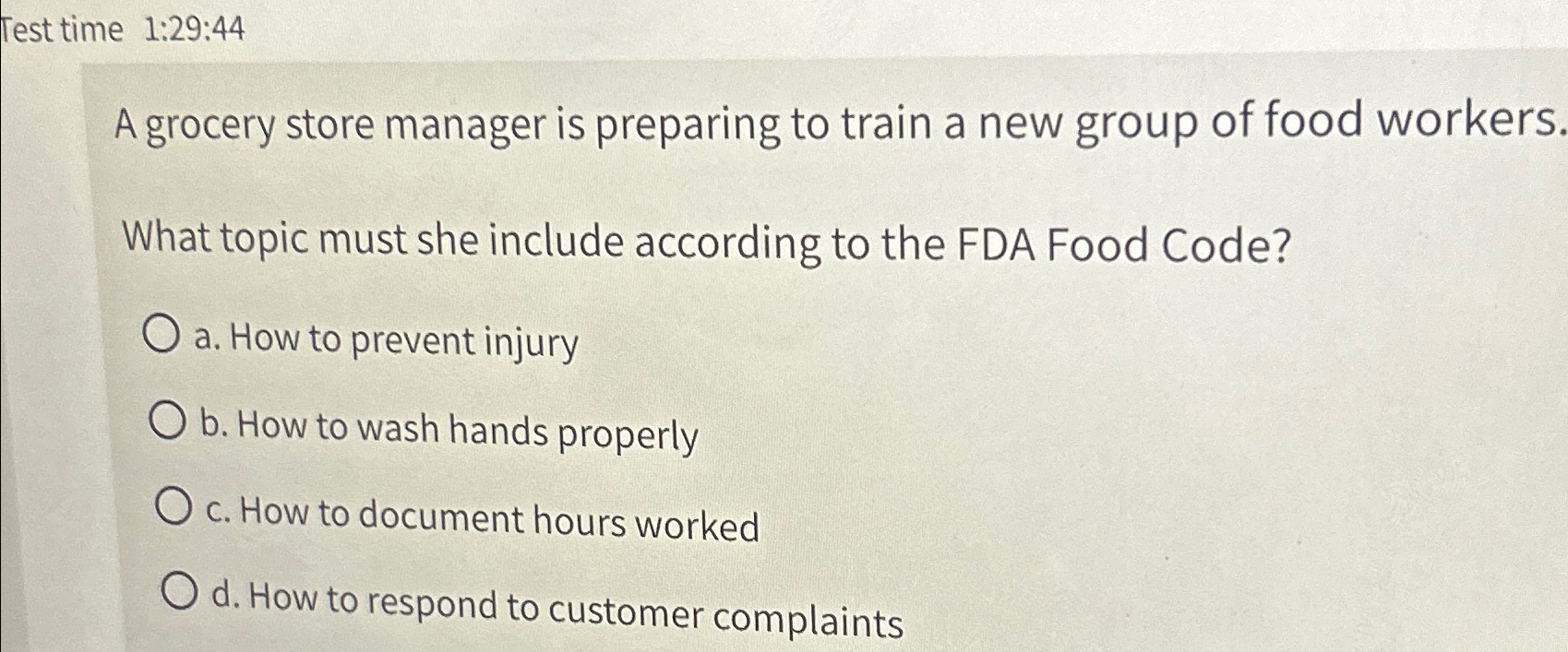 Solved Test time 1:29:44A grocery store manager is preparing | Chegg.com