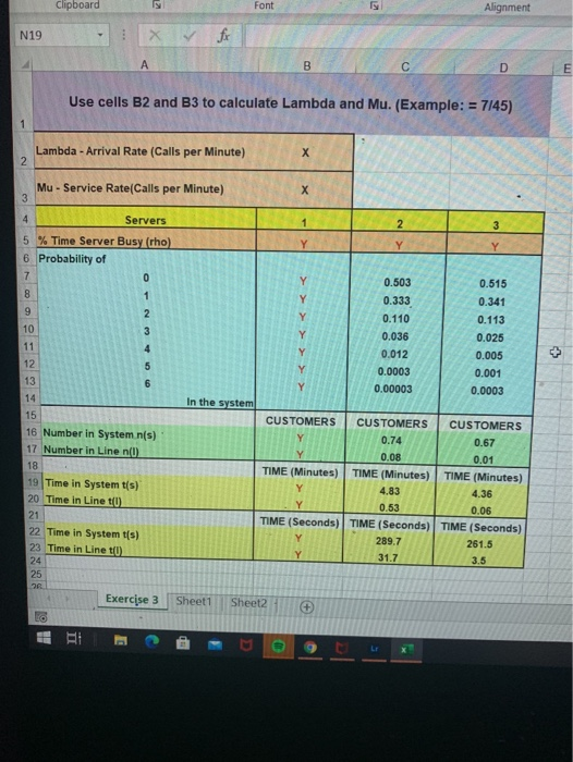 Solved Clipboard Font Alignment N19 A B С D E Use cells B2 | Chegg.com