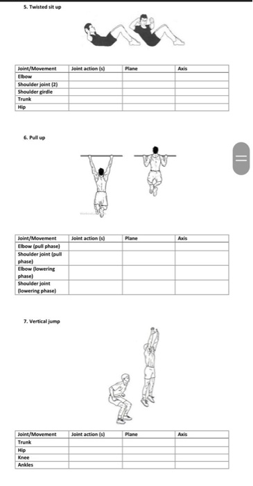 Solved 3. Push up Joint action Plane Axis Joint/Movement | Chegg.com