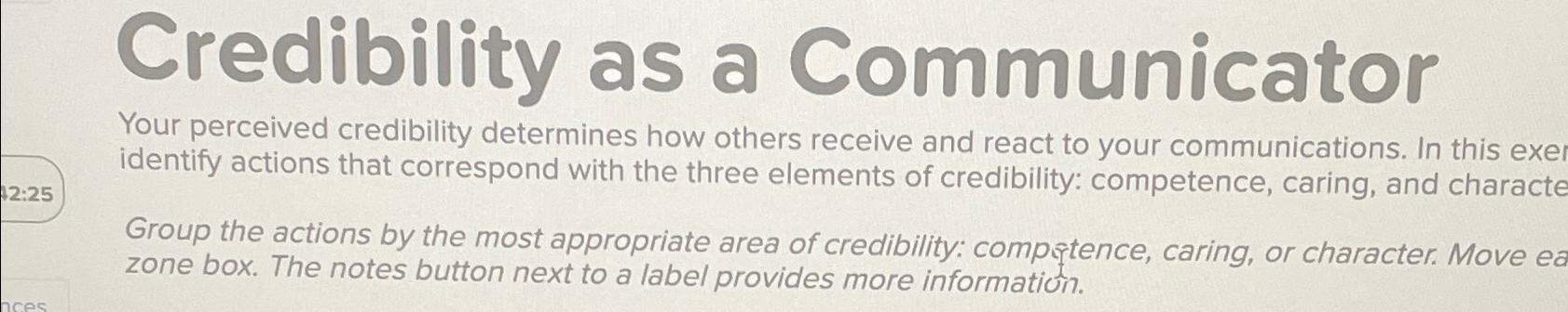 Solved Credibility as a CommunicatorYour perceived | Chegg.com