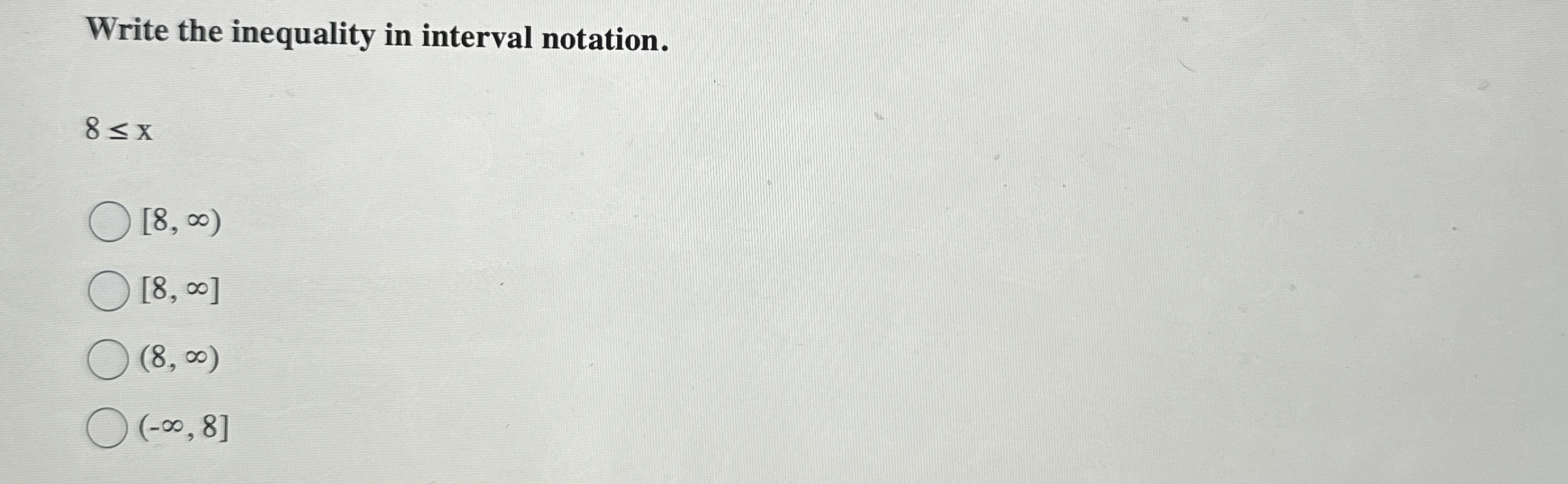 Solved Write the inequality in interval | Chegg.com