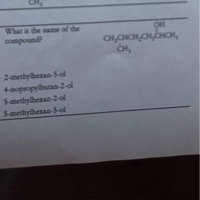 Solved What is the mase of the compound? 2-methythexan-5-ol | Chegg.com