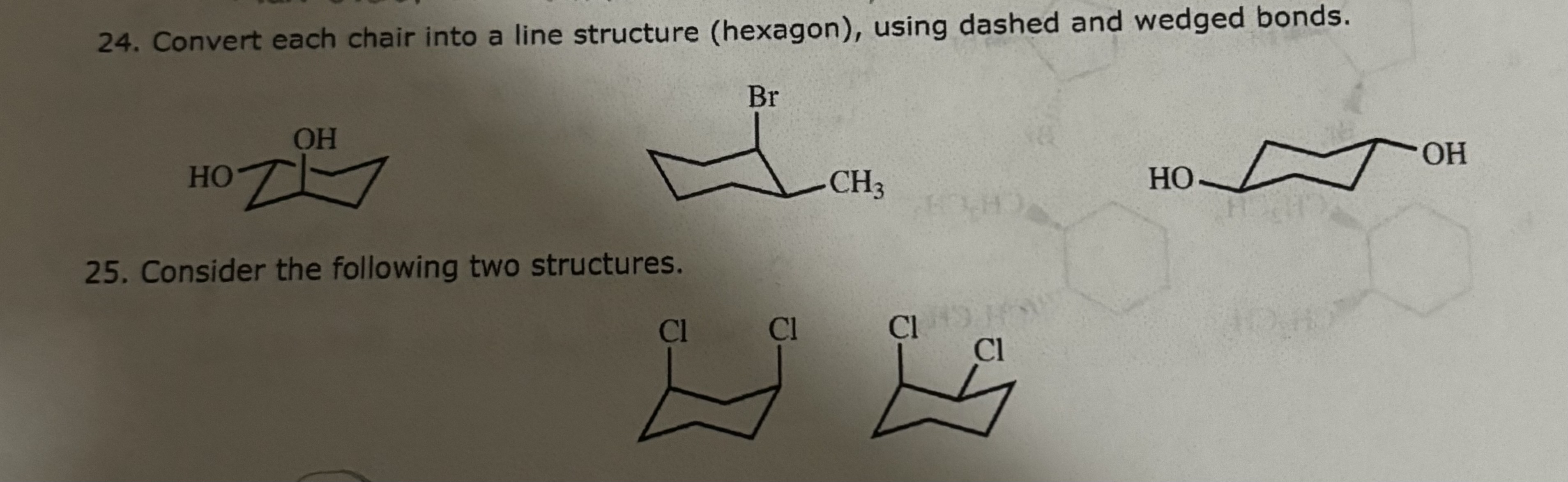 Solved Convert Each Chair Into A Line Structure Hexagon