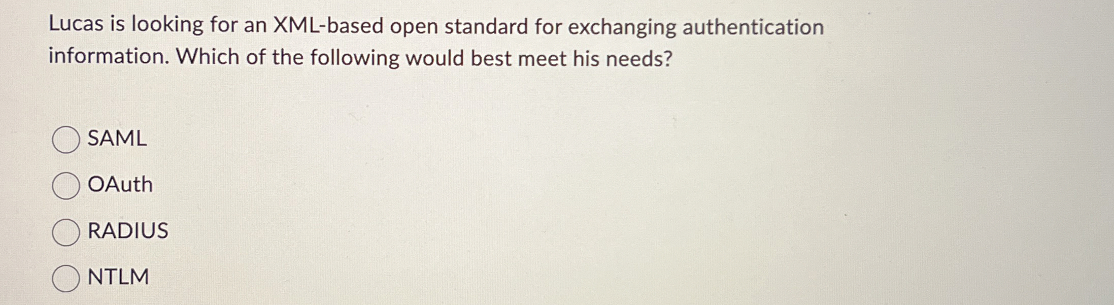 Solved Lucas is looking for an XML-based open standard for | Chegg.com