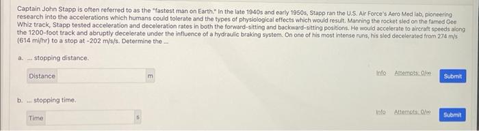 Solved Captain John Stapp is often referred to as the | Chegg.com