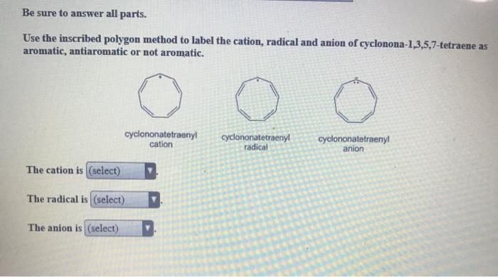 Solved Be sure to answer all parts. Use the inscribed | Chegg.com
