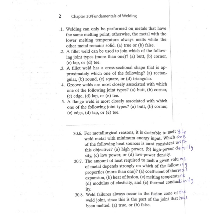 Solved 2 Chapter 30/Fundamentals of Welding .1. Welding can | Chegg.com