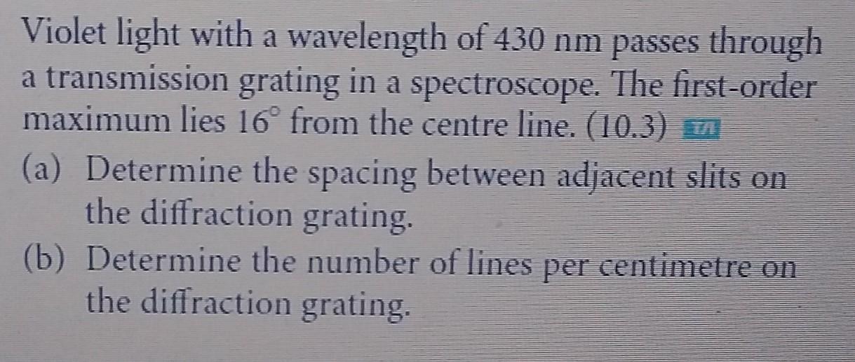 Solved Violet light with a wavelength of 430 nm passes | Chegg.com