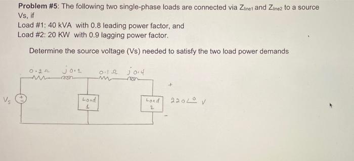 Solved Problem #5: The following two single-phase loads are | Chegg.com