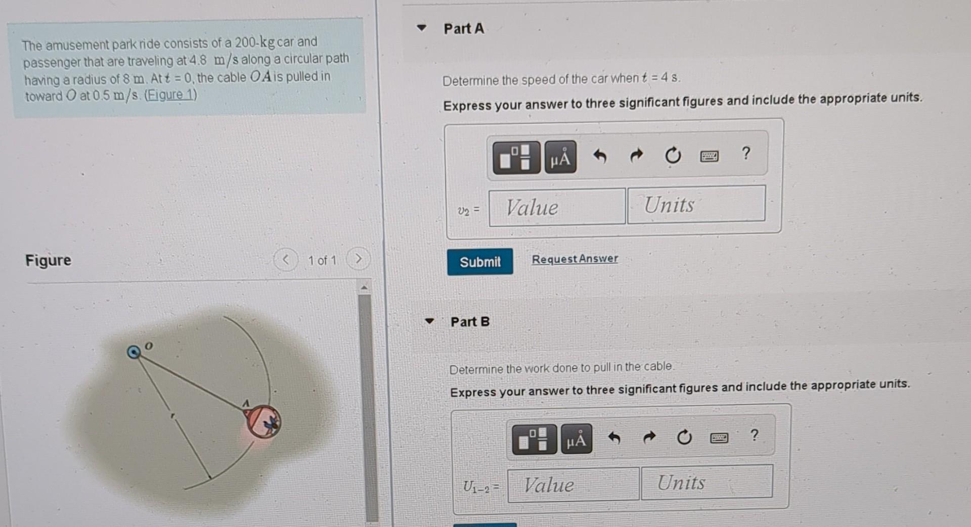 Solved The amusement park ride consists of a 200−kg car and | Chegg.com