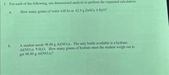 Solved 1. For each of the following, use dimensional | Chegg.com